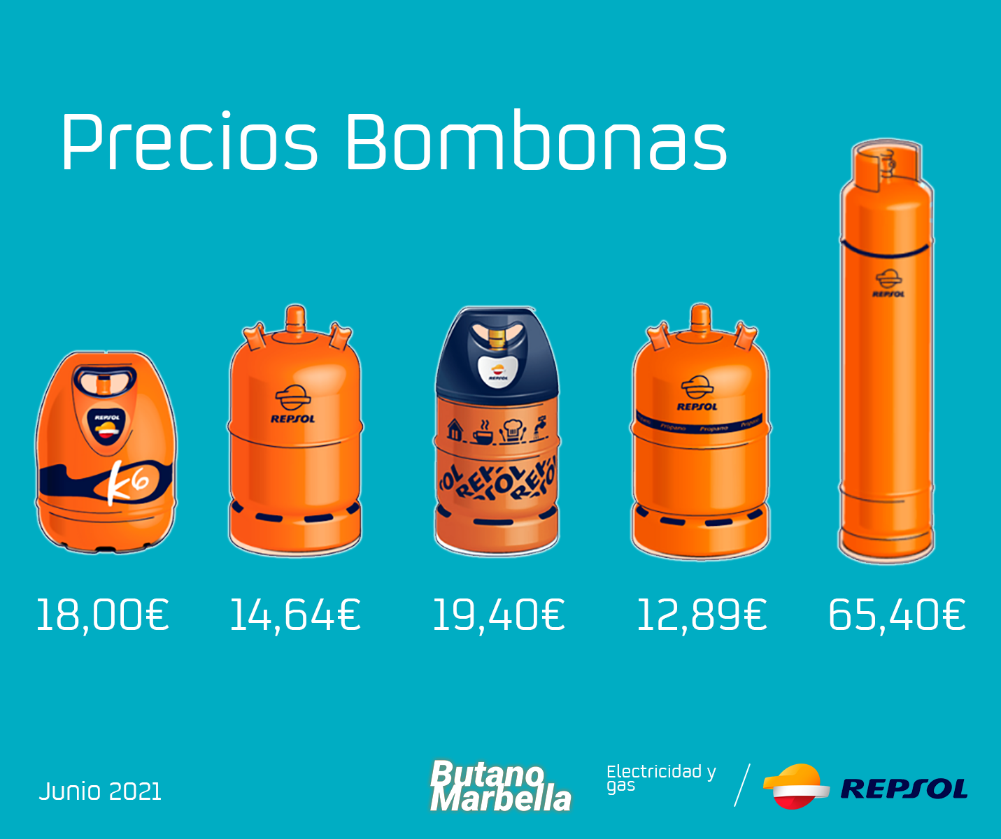 Bombona de butano 6 KG - K6 - Repsol Butano Marbella